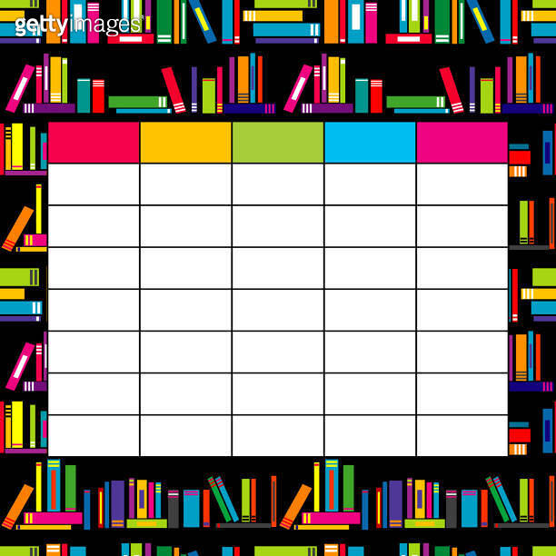 School timetable template with books for students and pupils 이미지 ...