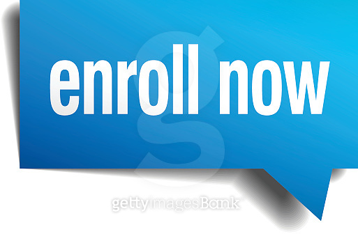 enroll now blue 3d realistic paper speech bubble (652263960) 일러스트, 무료 ...