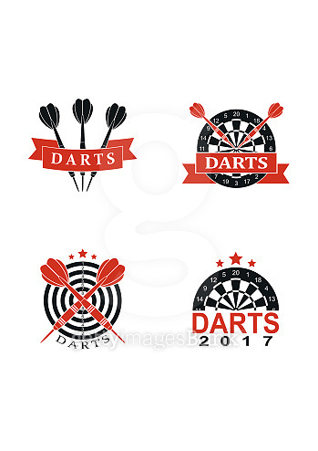 Darts set labels sports emblem and symbol isolated on white background ...
