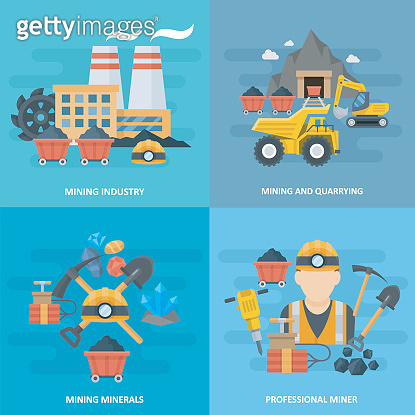 Minig industry icon square set (851842840) 일러스트, 무료 일러스트, 아이콘, 무료 아이콘 ...