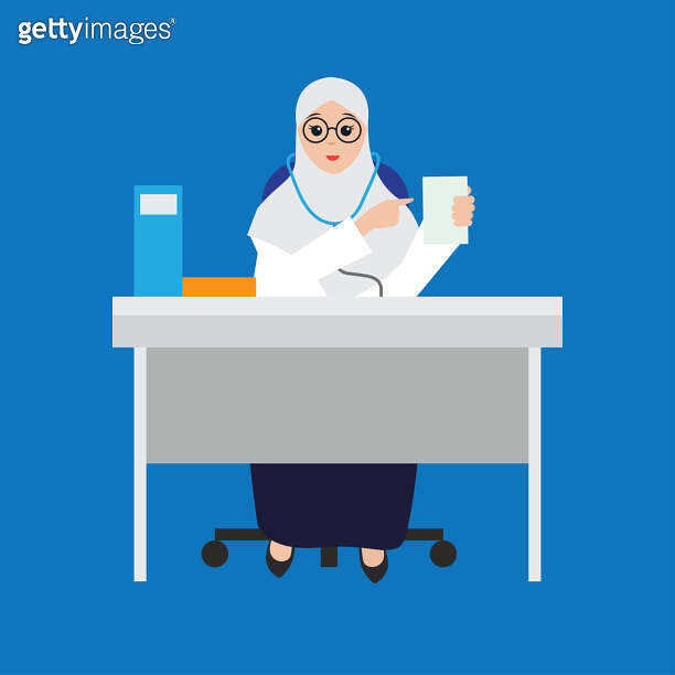 Muslim woman doctor wearing hijab cartoon character. vector ...