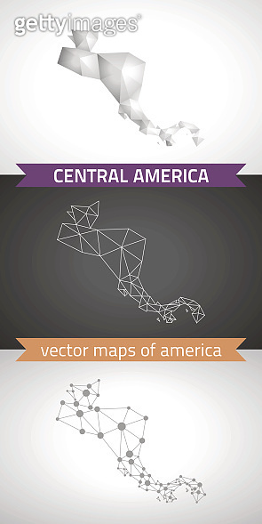 Central America. Set graphic vector maps of Central America, polygonal ...