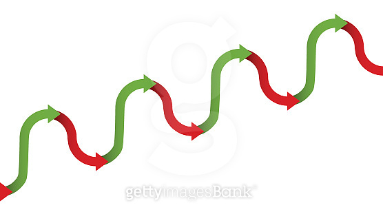 Upward trend graph - gradual increase figure for growth with temporary ...
