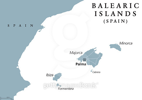 Balearic Islands political map 이미지 (660771554) - 게티이미지뱅크