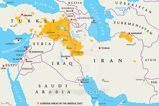 Kurdish areas in the Middle East, political map 이미지 (643140626) - 게티이미지뱅크