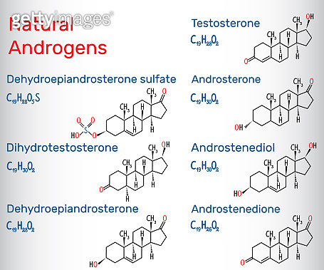 Natural androgens (steroid hormone) - structural chemical formula and ...