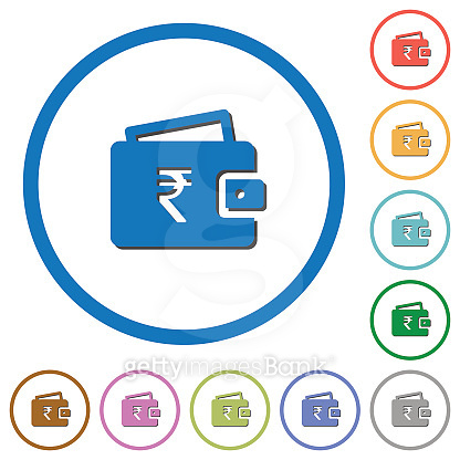 Indian Rupee wallet icons with shadows and outlines (805449600) - 게티이미지뱅크