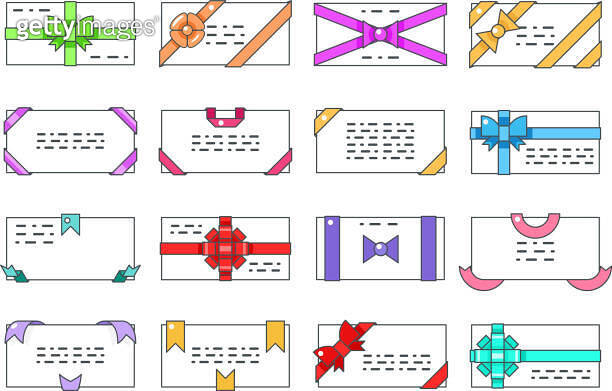 Lineart greeting card letter paper message gift writing bows ribbons ...