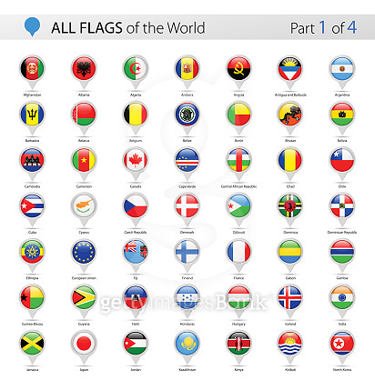 All World Vector Round Flag Pins - Collection 이미지 (639930584) - 게티이미지뱅크