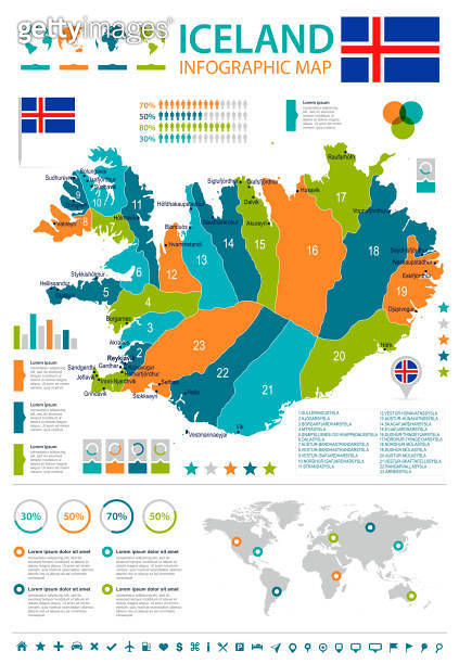 Iceland - infographic map and flag - Detailed Vector Illustration 이미지 ...