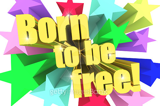 Born To Be Free motto. Golden text with vivid stars 이미지 (641996992 ...