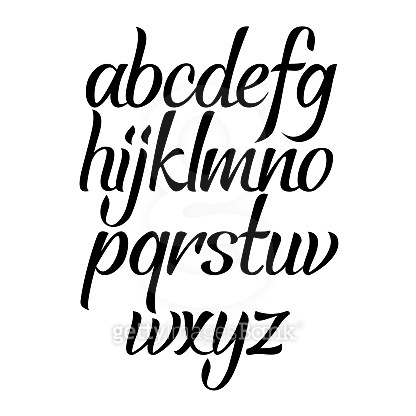 Brush script calligraphy cursive type. Handwritten vector aphabet. Hand ...
