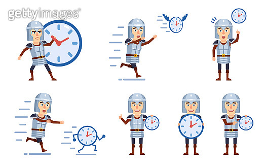 Set of knight characters posing with watches 이미지 (897250188) - 게티이미지뱅크
