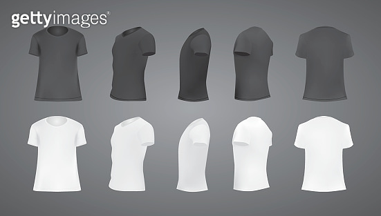 T-shirt template set, front, side, back, perspective view (815582610 ...