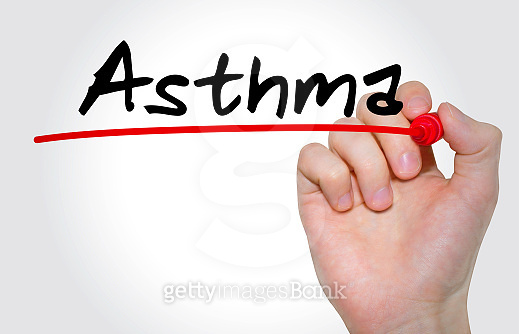 Hand writing inscription 'Asthma' with marker, concept 이미지 (637711168 ...