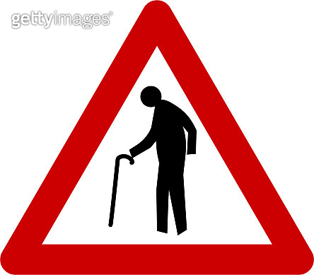 Warning sign with elderly person symbol (883789304) 일러스트, 무료 일러스트, 아이콘 ...