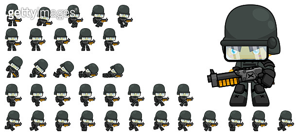 Cute Soldier Game Sprites (900123244) 일러스트, 무료 일러스트 - 게티이미지뱅크