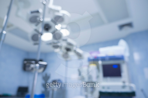 Blur of operating room,equipment and medical devices in modern ...