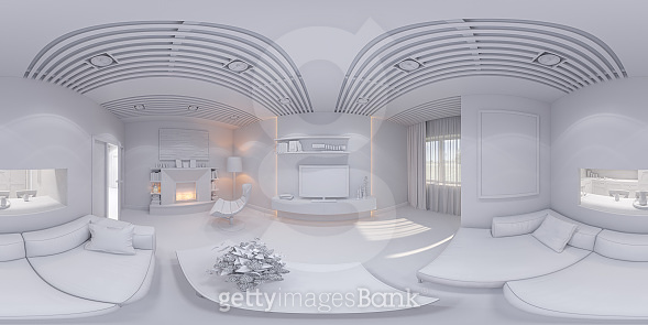 360 render panorama interior design living room 이미지 (690738350) - 게티이미지뱅크