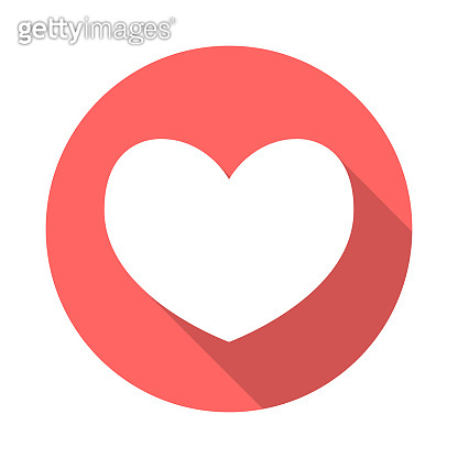 Heart circle icon with long shadow. Flat design style. 이미지 (870898678 ...