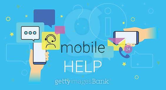 Mobile help and online support on smartphone concept illustration 이미지 ...
