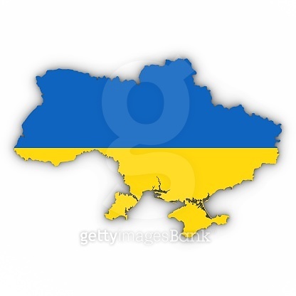 Ukraine Map Outline with Ukrainian Flag on White with Shadows 3D ...