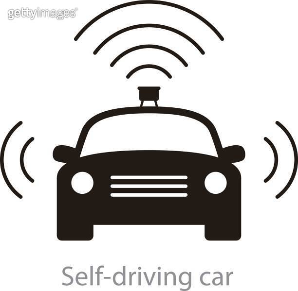 Autonomous self-driving car, front view with radar flat icon (686596816 ...