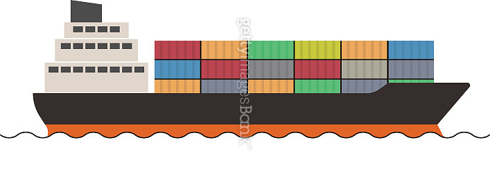 merchant container cargo ship on the sea, vector illustration 이미지 ...