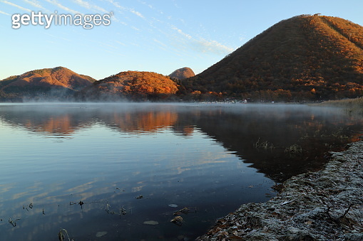 Mount Haruna and Lake Haruna in autumn, Gunma prefecture, Japan 이미지 ...