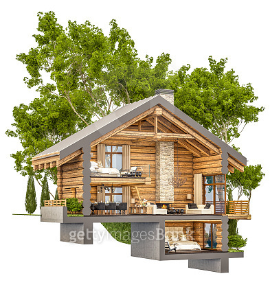 3d rendering section of chalet 이미지 (639914642) - 게티이미지뱅크
