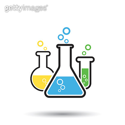 Chemical test tube pictogram icon. Laboratory glassware or beaker ...