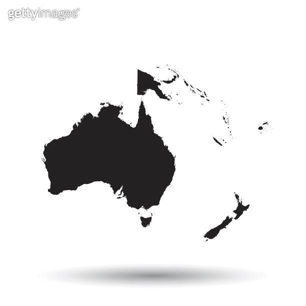 Australia and oceania map icon. Flat vector illustration. Australia ...
