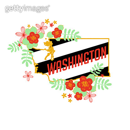 Washington State Map Creative Vector Typography Lettering Composition ...