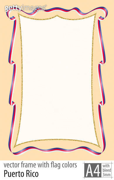 Frame and border of ribbon with the colors of the Puerto Rico flag ...