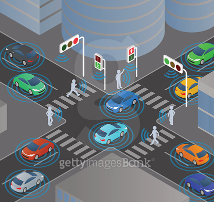 wireless communication of vehicles and signals, pedestrians, traffic ...