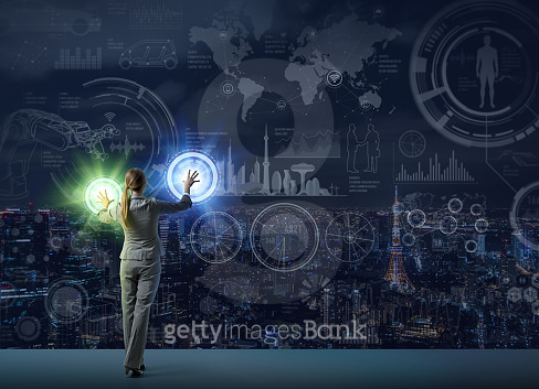 futuristic graphical interface and system engineer, abstract image ...