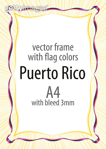 Frame and border of ribbon with the colors of the Puerto Rico flag ...
