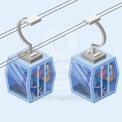 Isometric flat 3D concept vector Cableway in the mountains. (672604042 ...