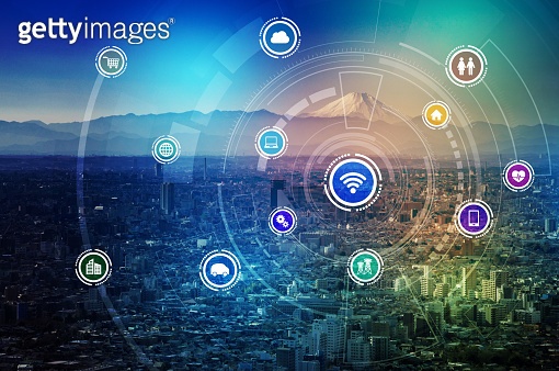 smart city and wireless communication network, IoT(Internet of Things ...