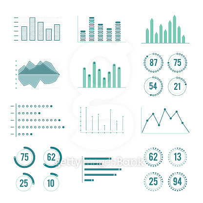 Linear charts, graphs and progress bar. Vector line diagram ...