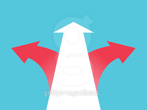 Three arrows pointing in different directions. Choice the way concept. Vector illustration 이미지 ...