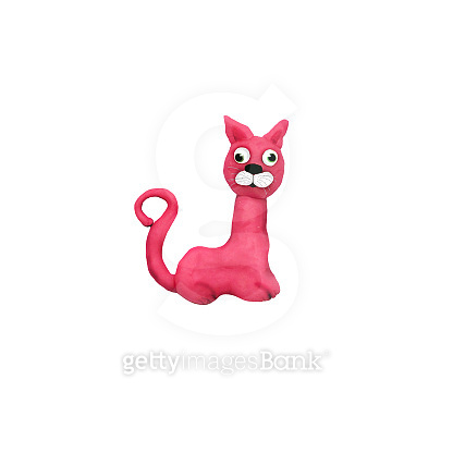 Plasticine Pink Cat sculpture isolated 이미지 (669888186) - 게티이미지뱅크