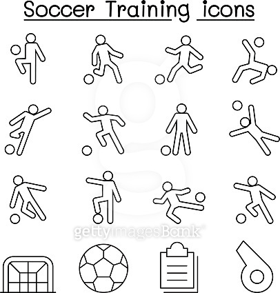 Soccer, Football Training icons set in thin line style 이미지 (692444498 ...