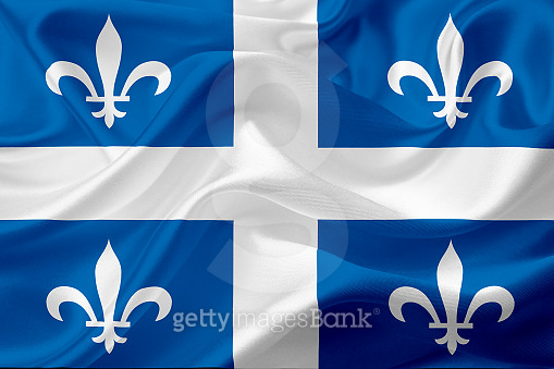 Flag of Quebec, Canada with waving fabric texture (686387324) - 게티이미지뱅크