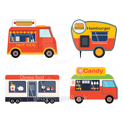 Street food festival color trailer vector restaurant car (654726056 ...