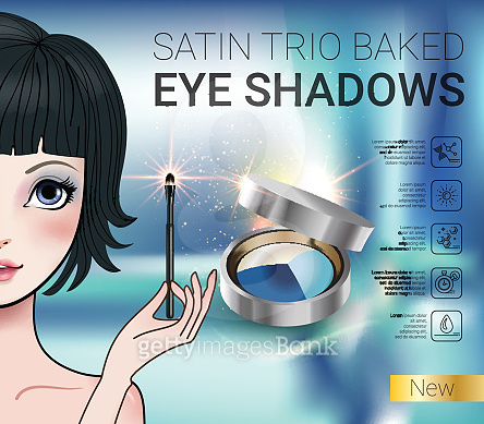 Vector Illustration with Manga style girl and eye shadows. 이미지 ...
