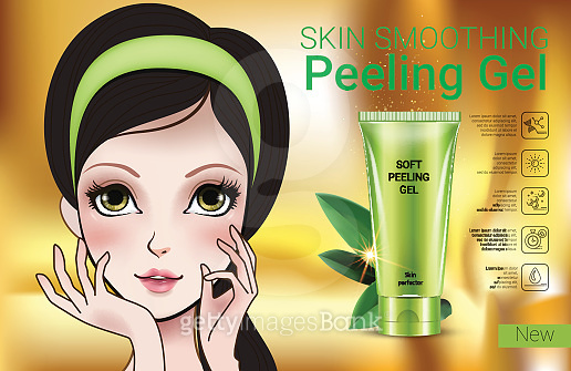 Vector Illustration With Manga Style Girl And Peeling Gel Tube 이미지