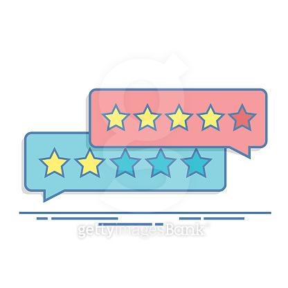 Concept of customer feedback. Rating in the form of stars. Negative or ...