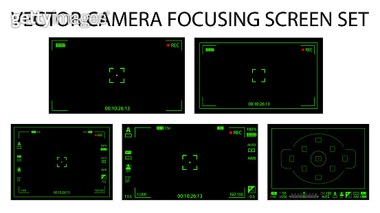 Modern camera focusing screen with settings 5 in 1 pack - digital ...