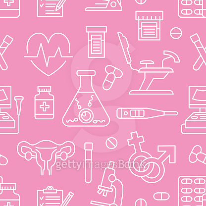 Medical seamless pattern, gynecology vector background pink color ...